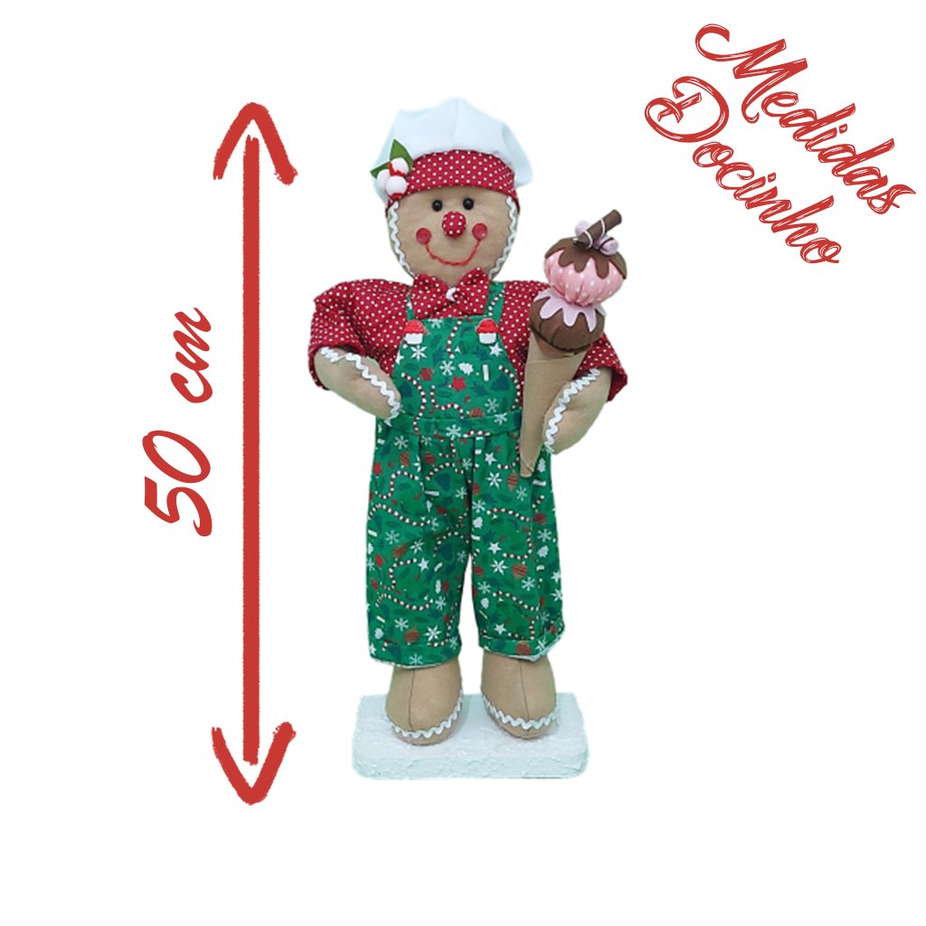 Kit 2 Bonecos De Natal Casal Biscoito Natalino 50cm