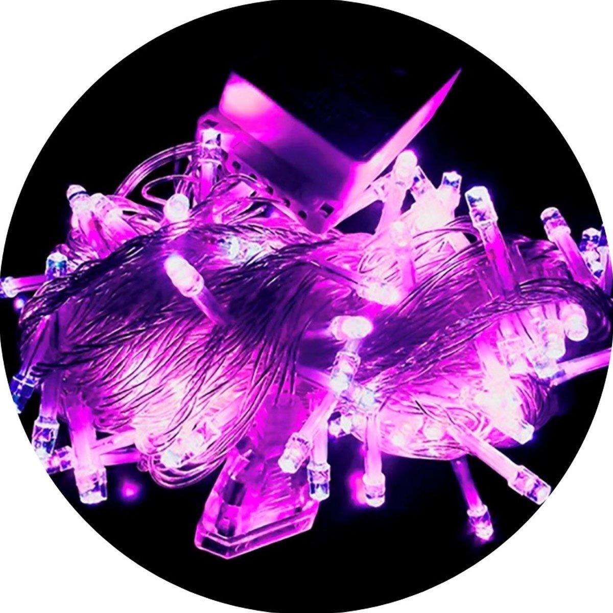 Pisca Cordão 300 Lâmpadas LED Lilás Fio Branco De 220v E 25M