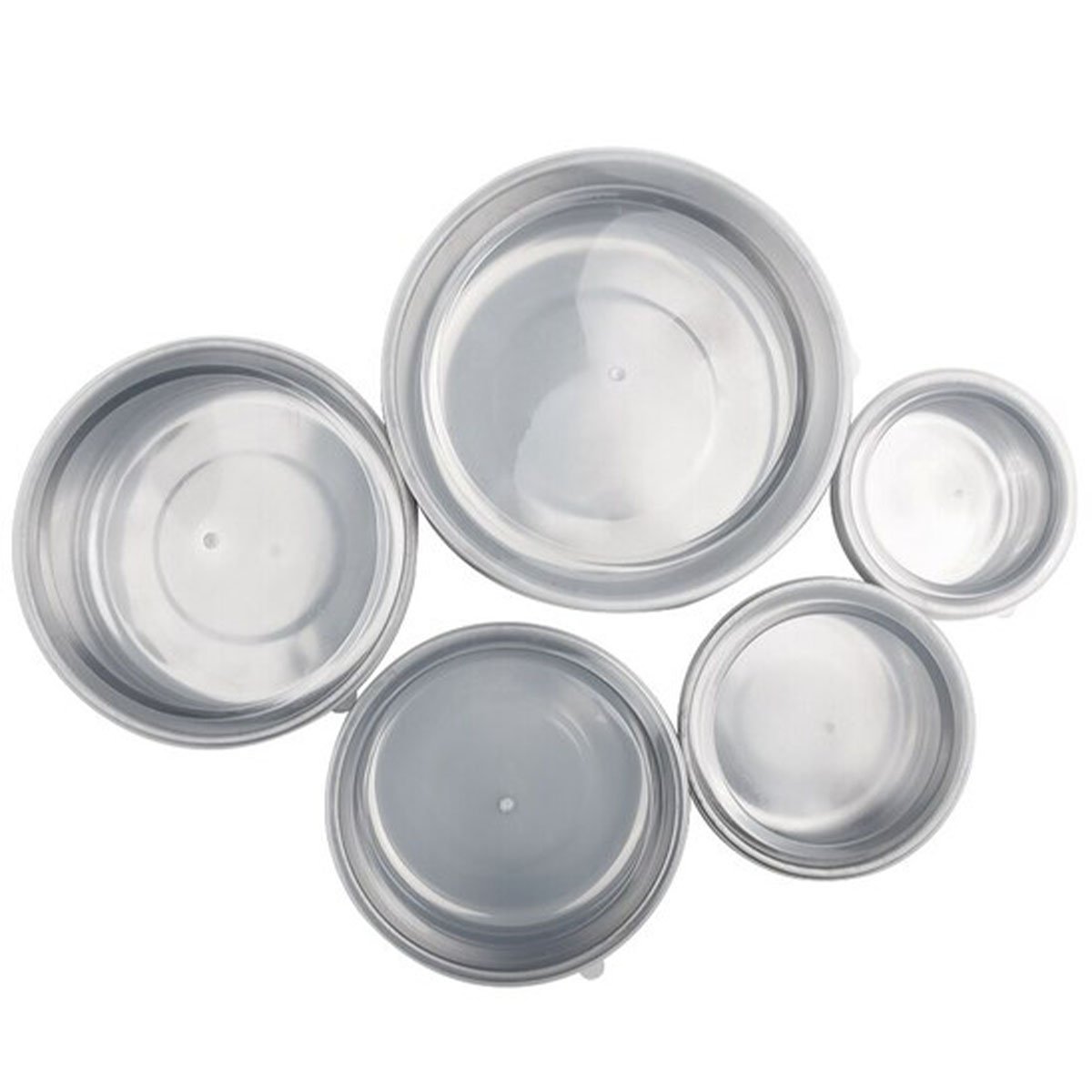 Conjunto 5 Potes Em Alumínio Vasilha Tigelas Bowl Com Tampa